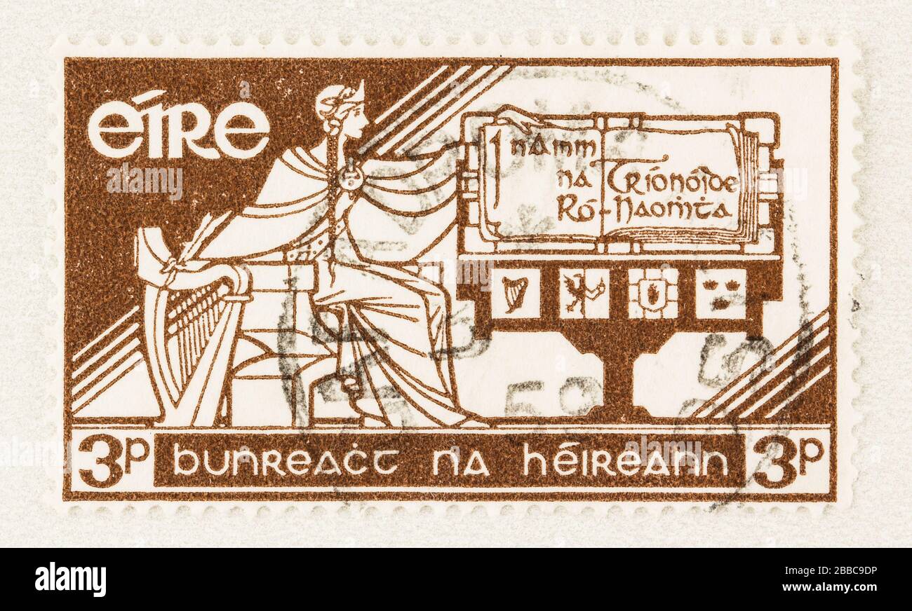 SEATTLE WASHINGTON - March 29, 2020: Close up of 1958 Eire postage ...