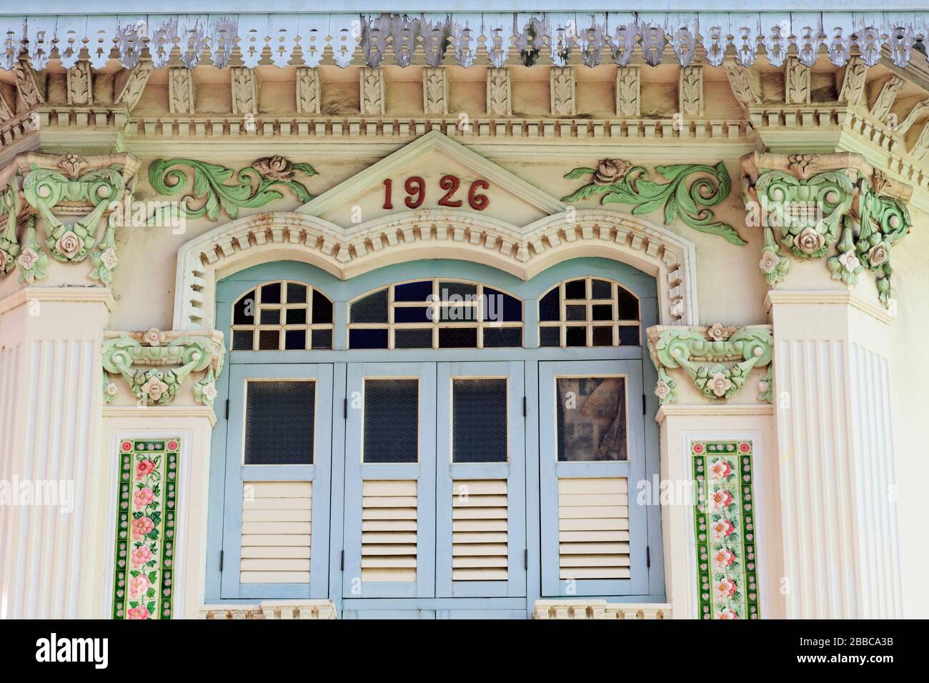 Colonial architecture on Deskar Road,Little India District,Singapore ...
