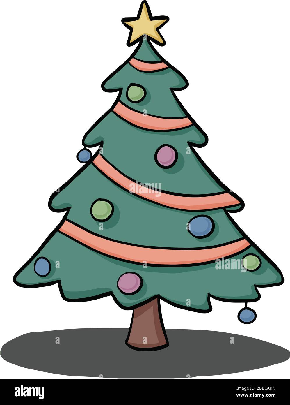 Christmas tree hand drawn cartoon vector for Christmas Stock Vector ...