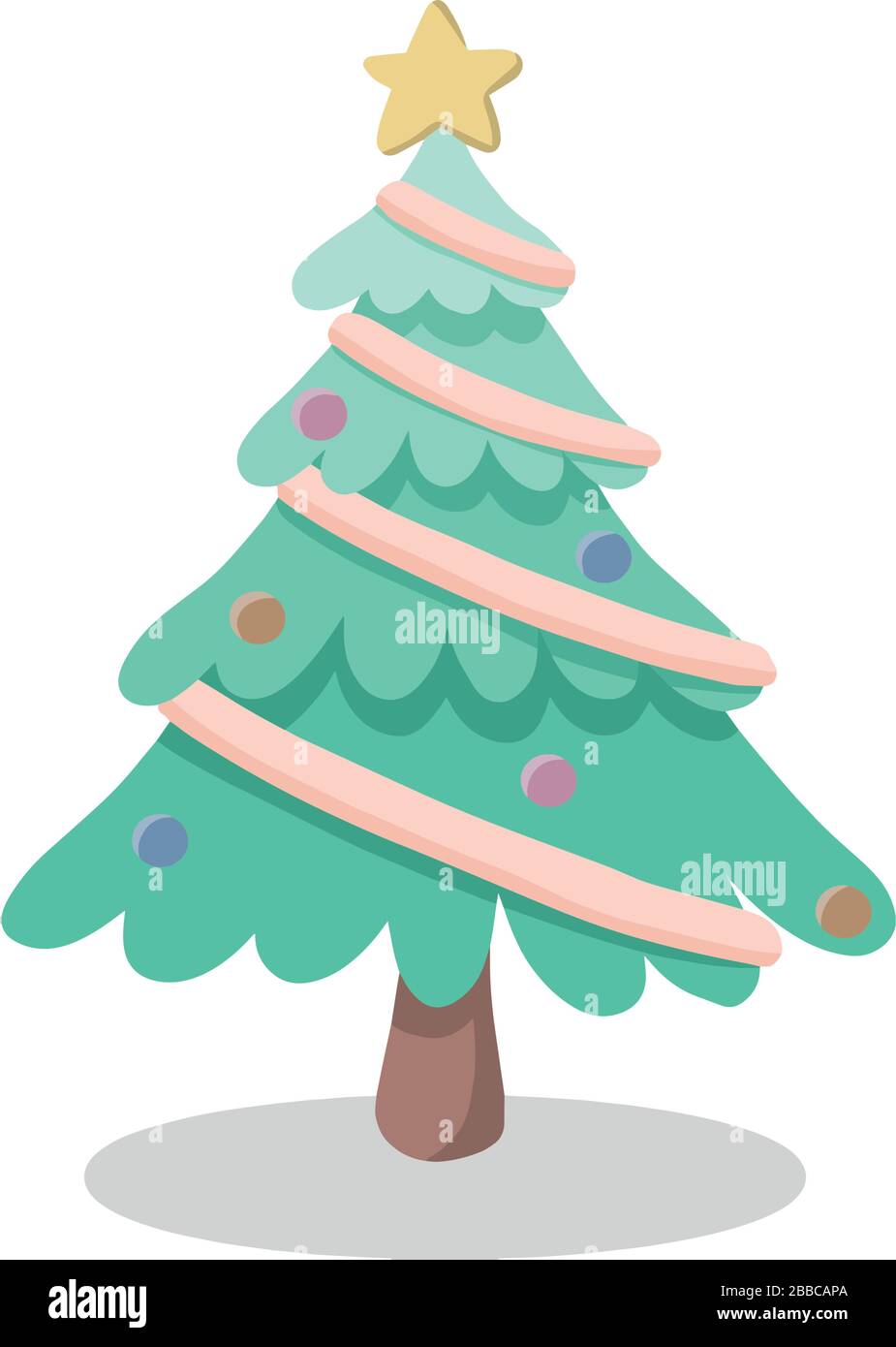 Christmas tree hand drawn cartoon Vector illustration for Christmas ...