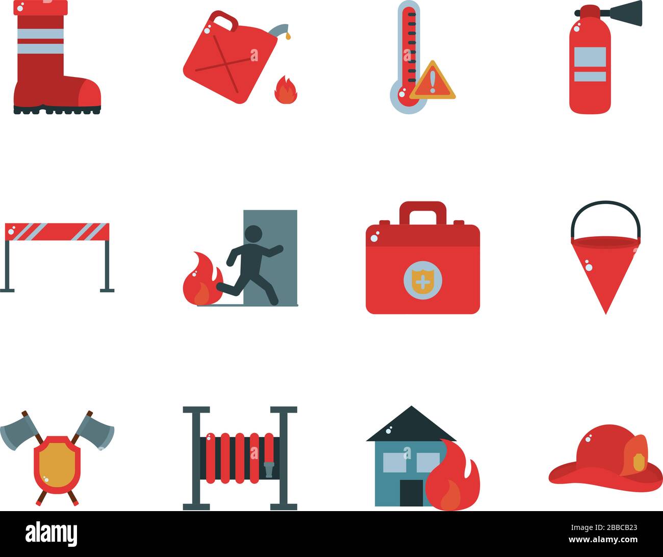 flat style icon set design, fire emergency rescue save department 911 ...