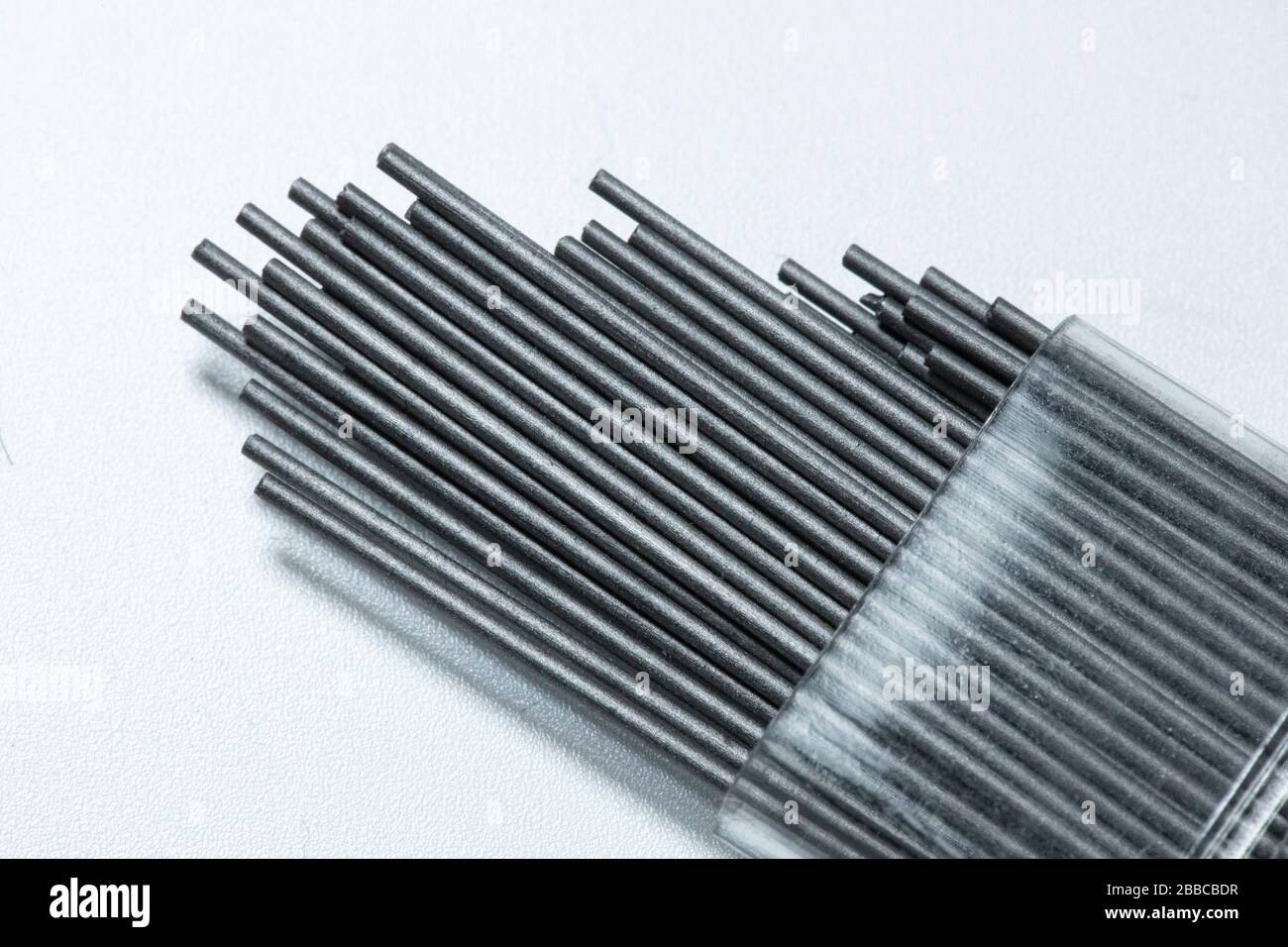 Mechanical pencil leads. Transparent plastic box. Close up Stock Photo ...