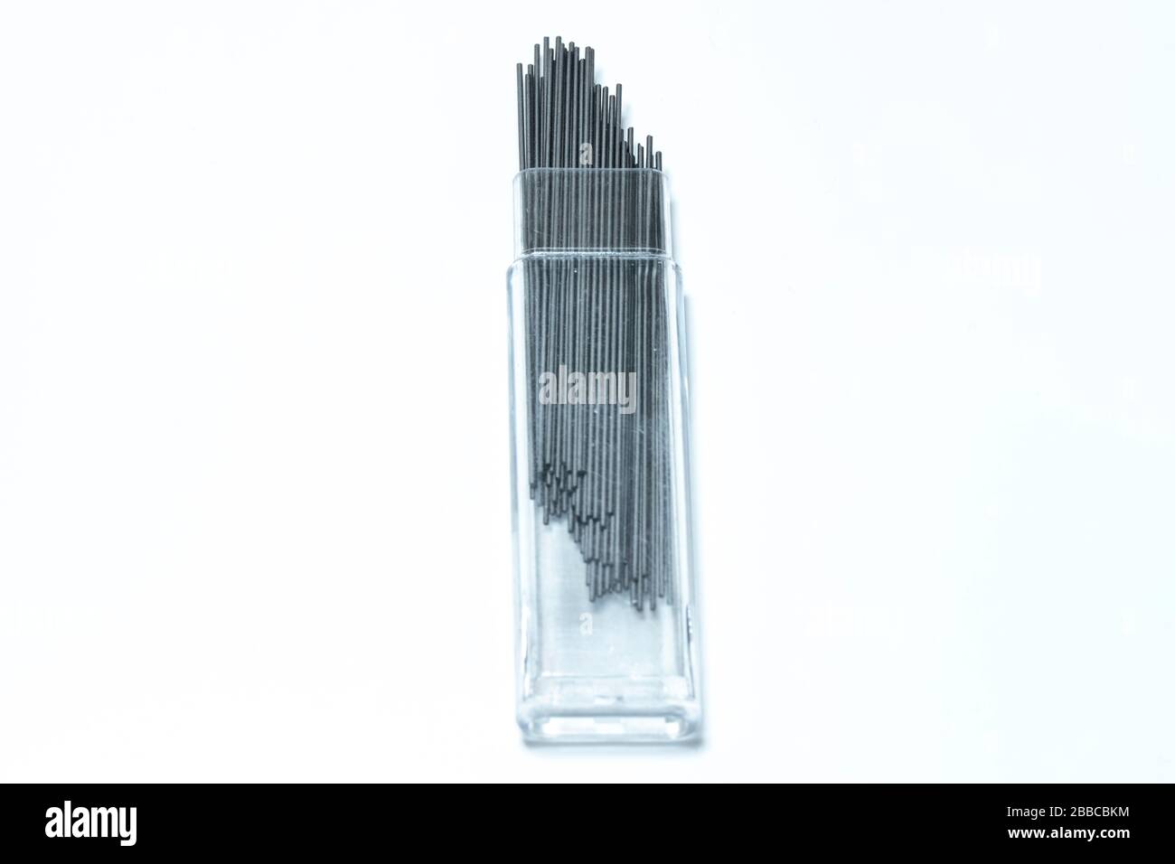 Mechanical pencil leads. Transparent plastic box. Close up Stock Photo ...