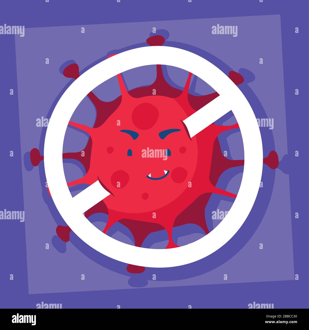 virus particle with denied symbol comic character Stock Vector Image ...