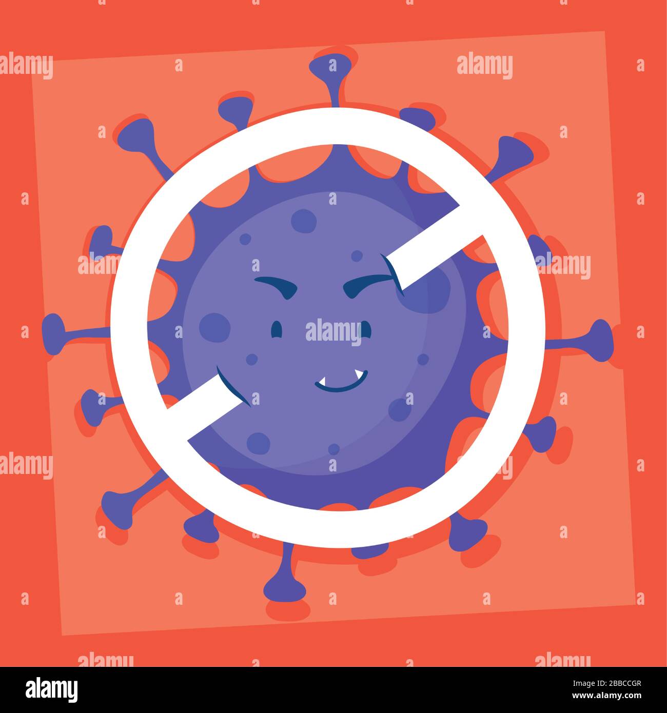 virus particle with denied symbol comic character Stock Vector Image ...