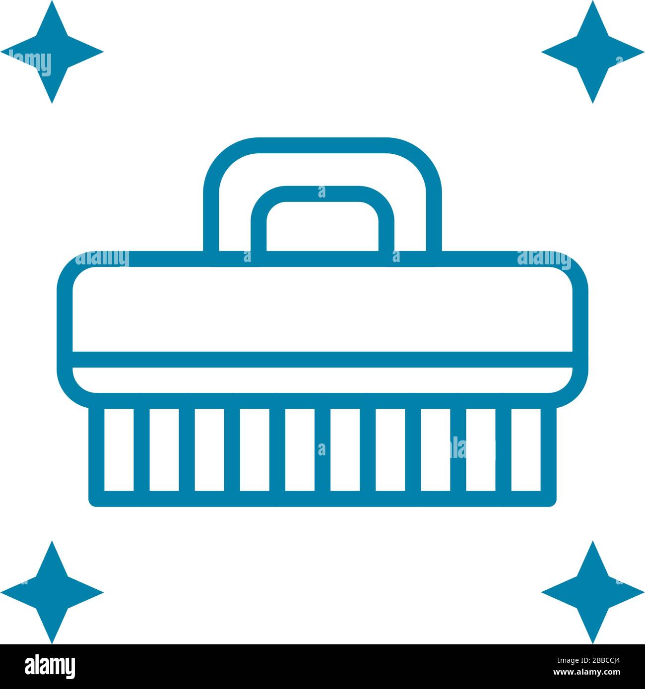 cleaning brush icon over white background, line style, vector ...