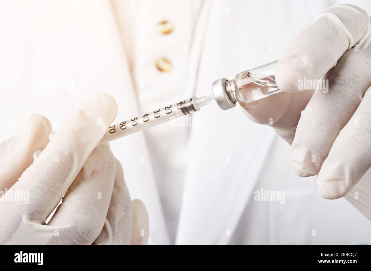 Injecting vaccination medicine on man doctor, medical concept Stock ...