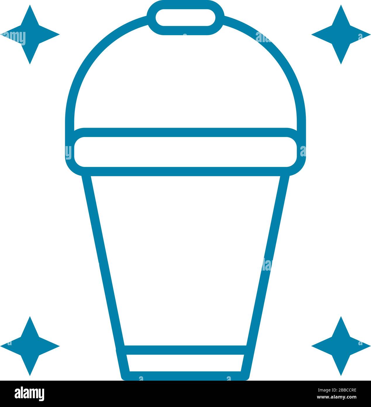 cleaning bucket icon over white background, line style, vector ...