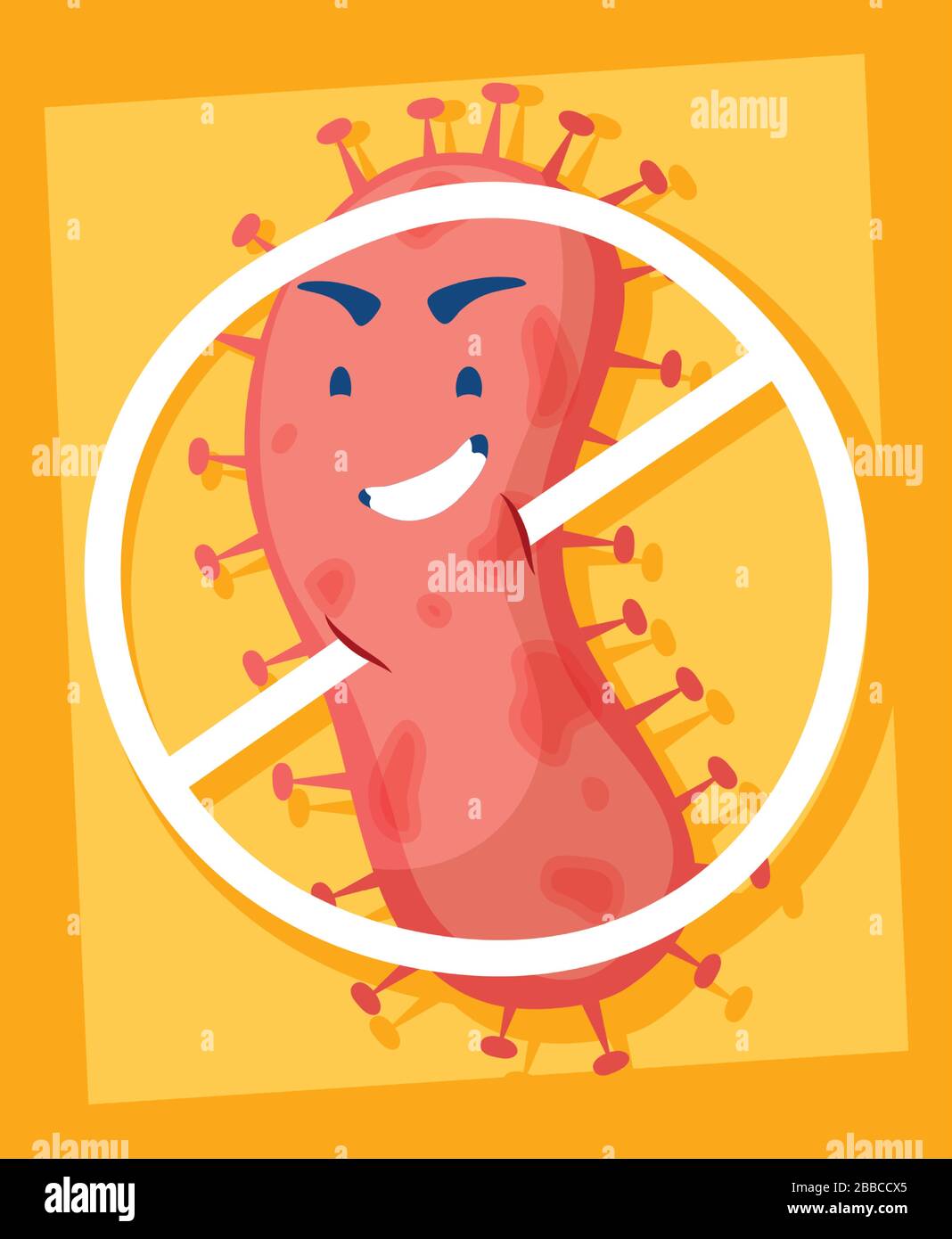 virus particle with denied symbol comic character Stock Vector Image ...