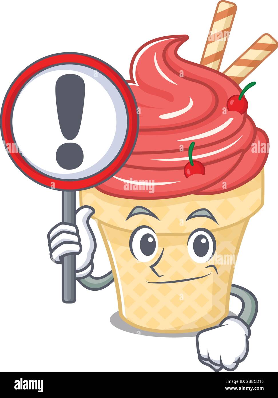 Cheerful cartoon style of cherry ice cream holding a sign Stock Vector ...