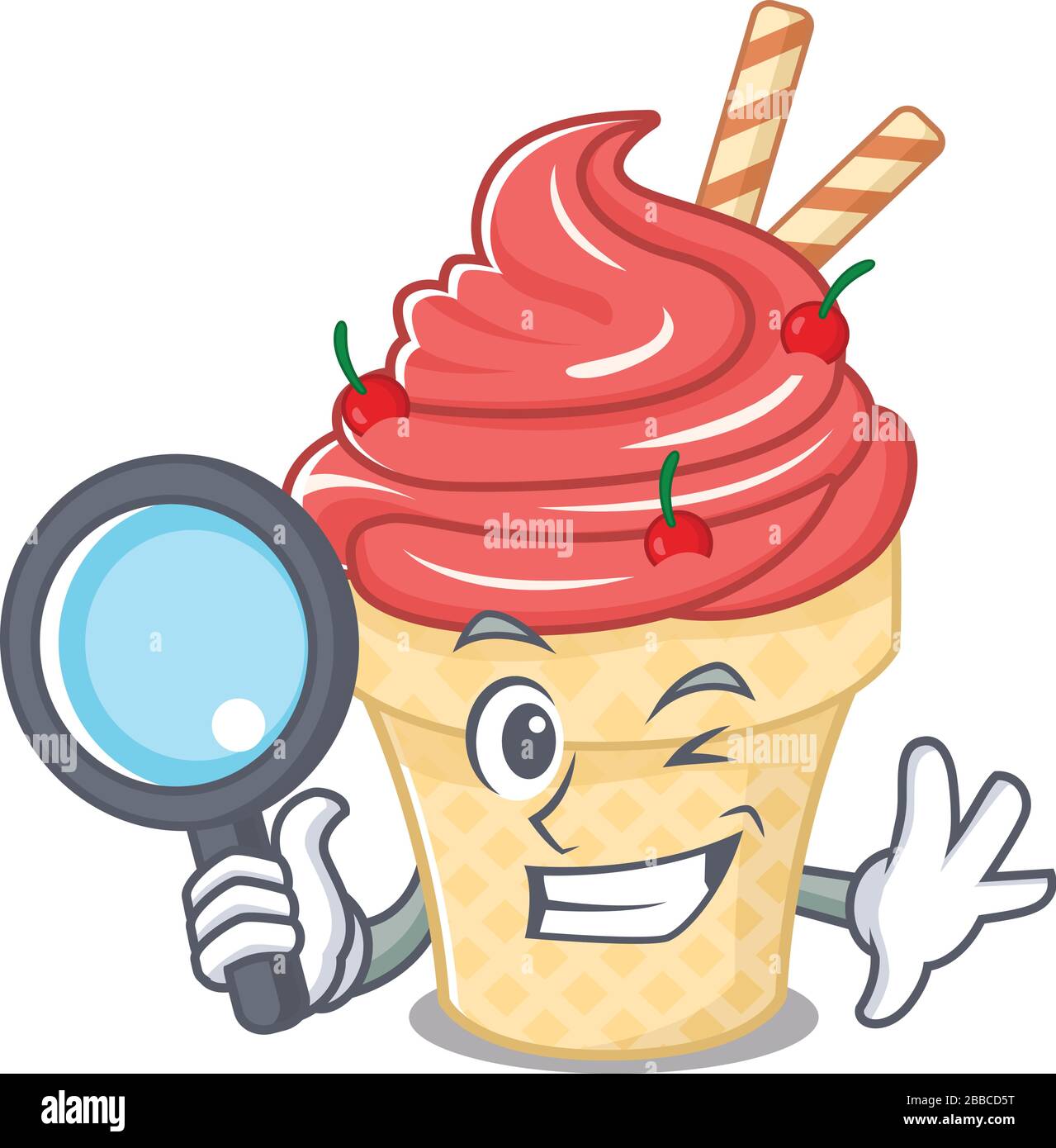 Cherry ice cream in Smart Detective picture character design Stock ...