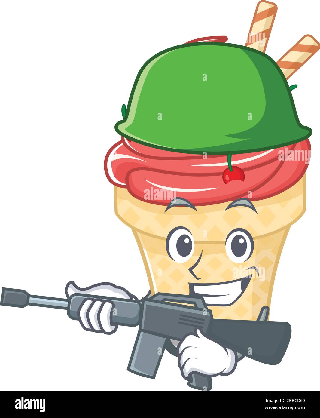 A picture of cherry ice cream as an Army with machine gun Stock Vector ...