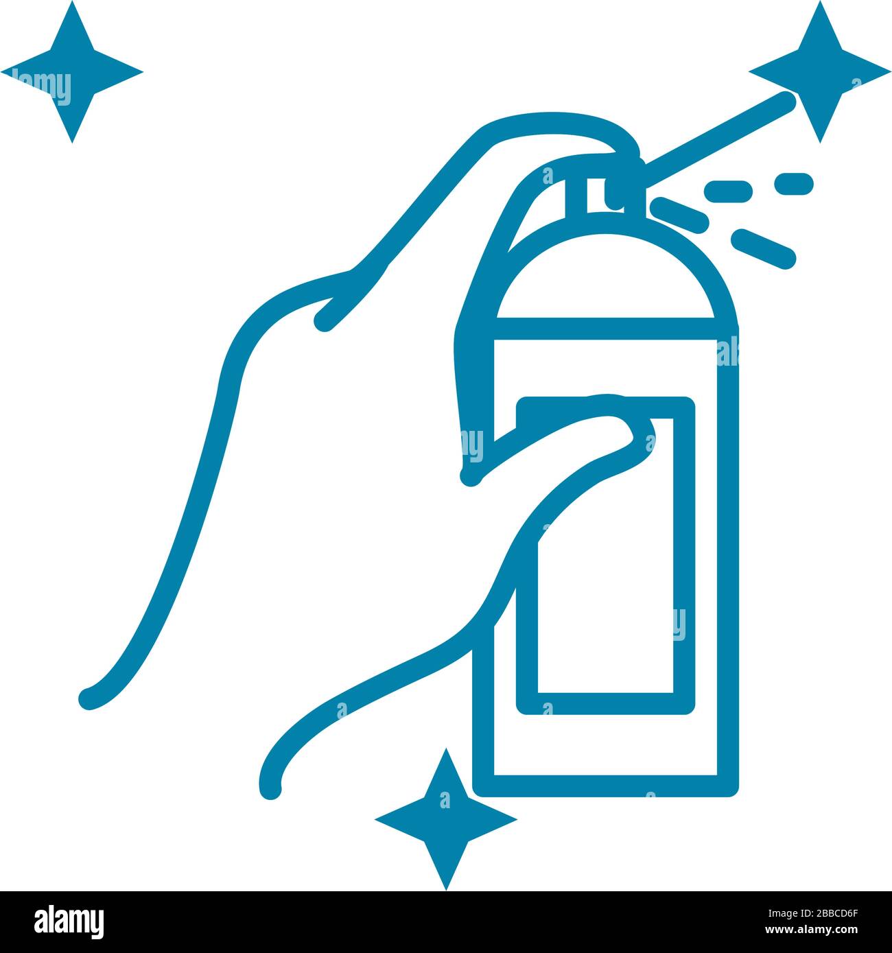 hand with spray can icon over white background, line style, vector ...