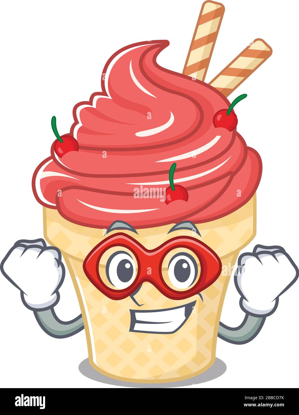 A picture of cherry ice cream in a Super hero cartoon character Stock ...