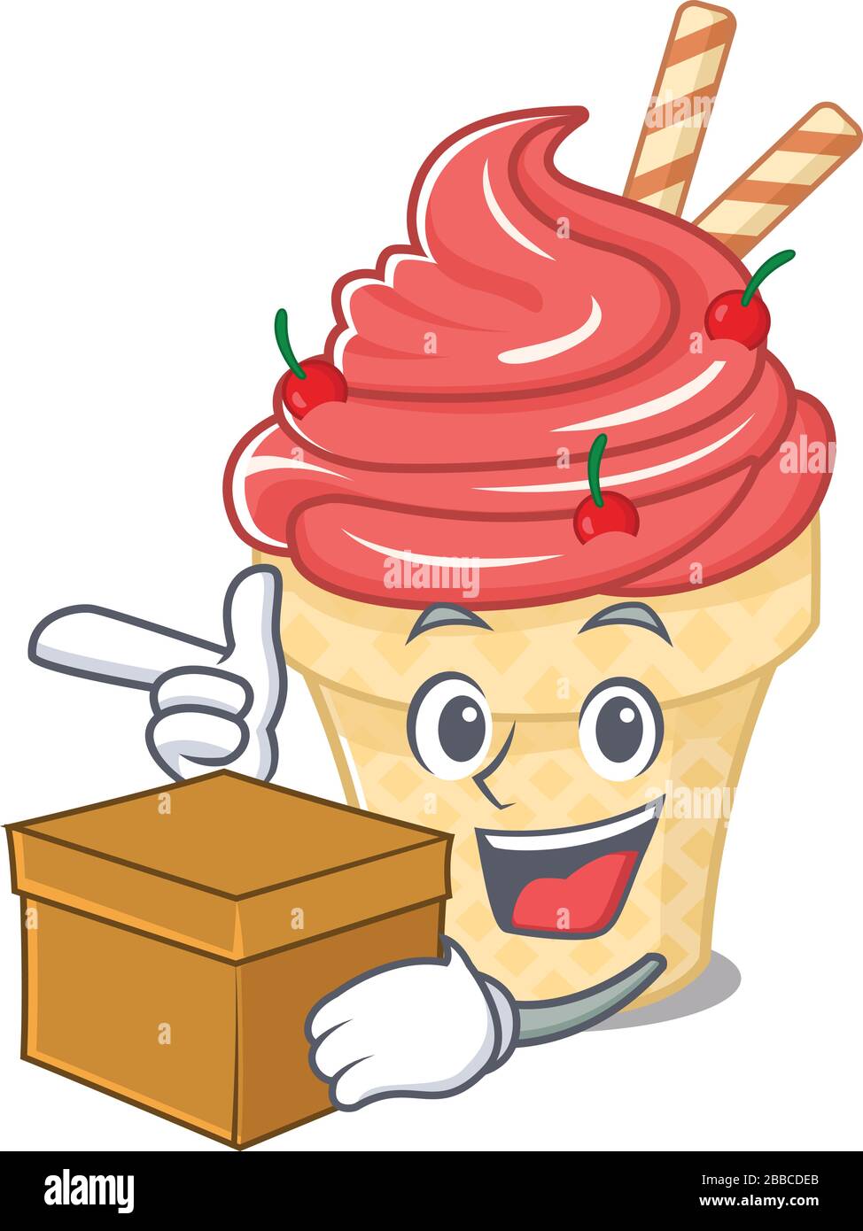 cherry ice cream cartoon design style having a box Stock Vector Image ...