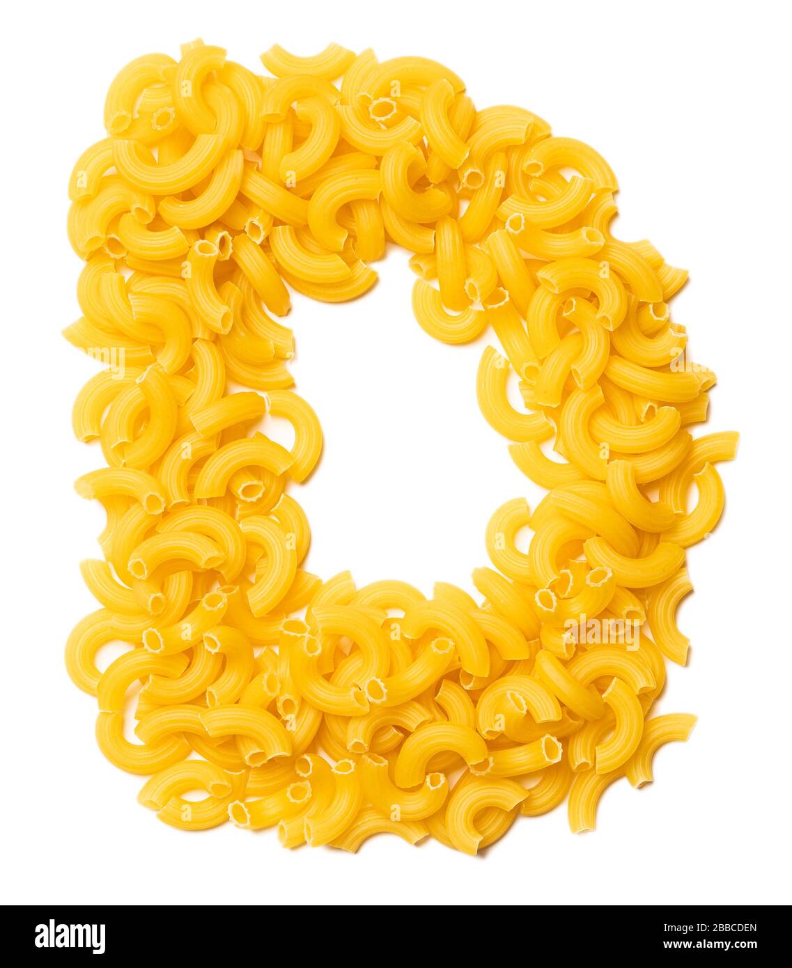 Letter D of the English alphabet from dry pasta on a white isolated ...