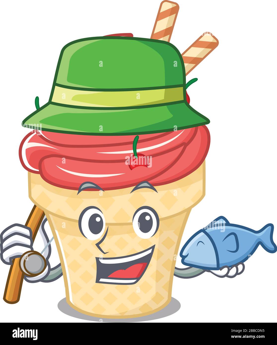 A Picture of funny Fishing cherry ice cream design Stock Vector Image ...