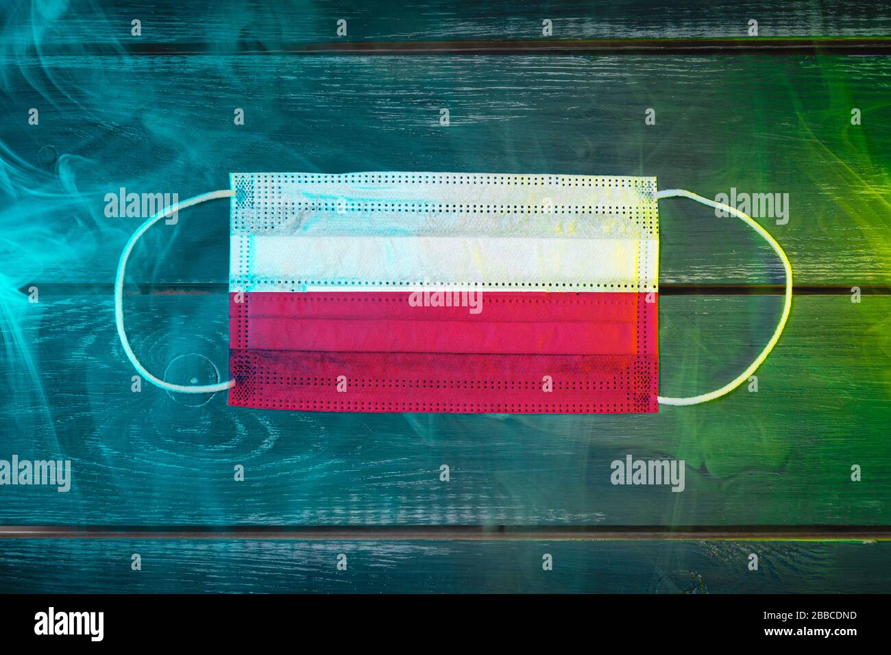 Medical mask for protection against airborne diseases, painted in the ...