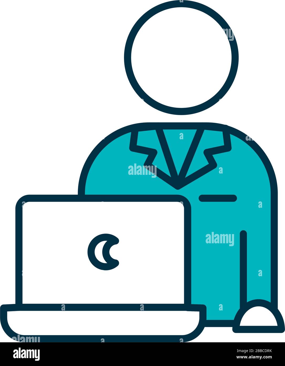 online education concept, avatar teacher with laptop computer icon over ...