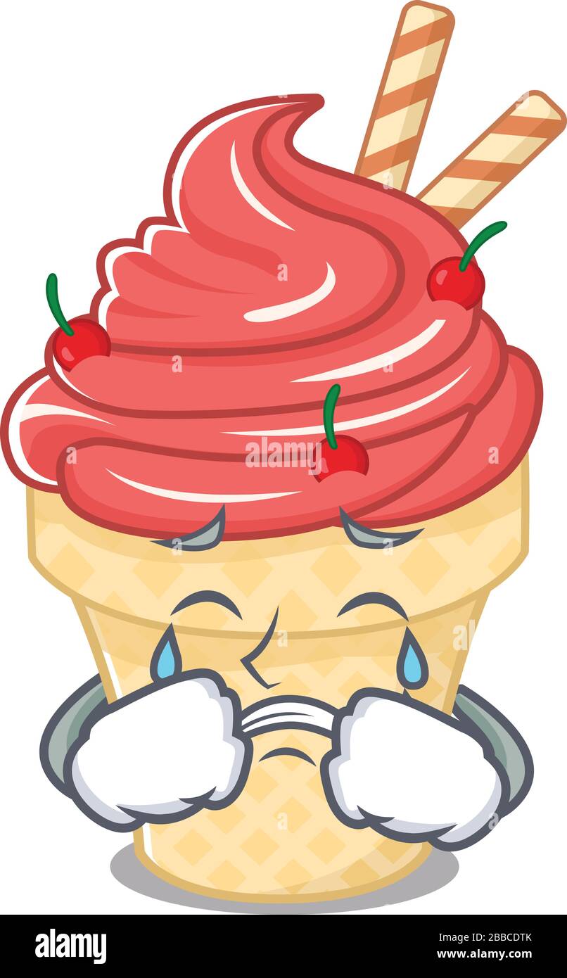 A Crying cherry ice cream cartoon mascot design style Stock Vector ...