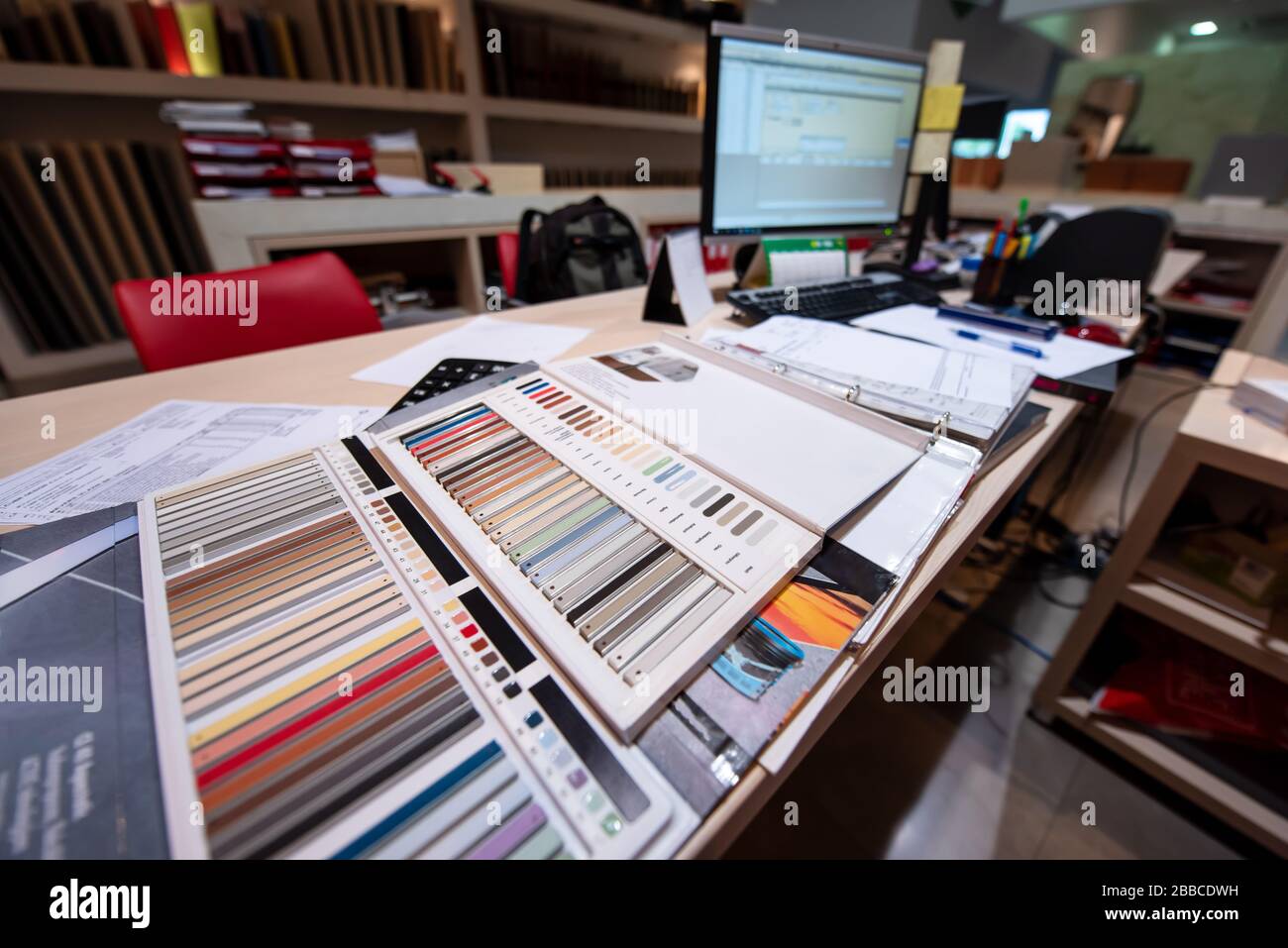 Architect & Interior designer working table with equipment and material ...
