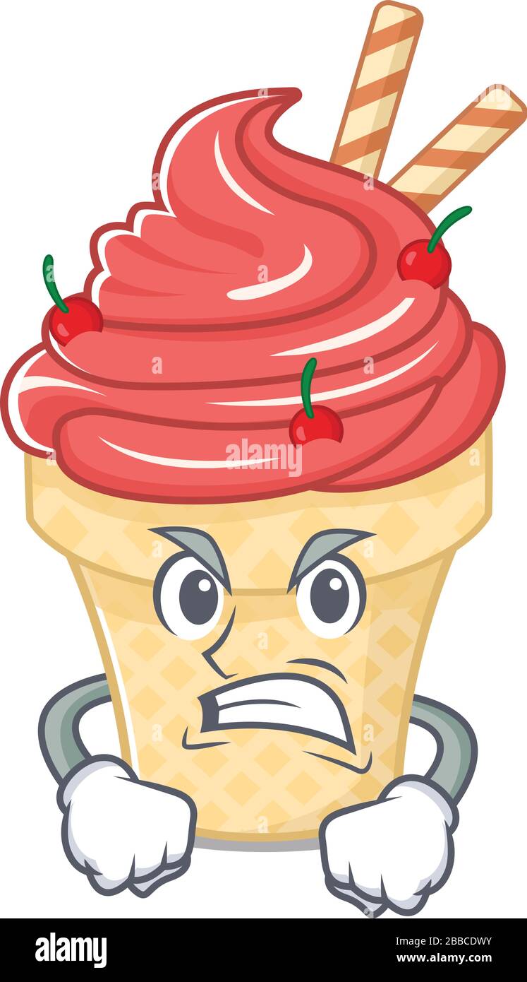 cherry ice cream cartoon character design with angry face Stock Vector ...