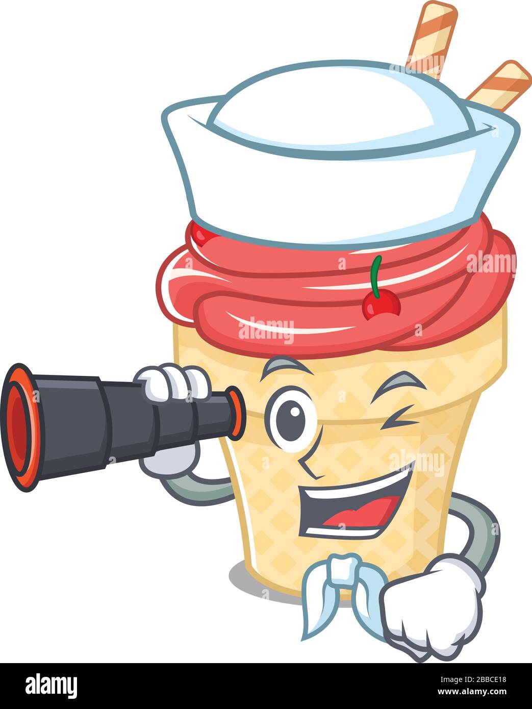 Cherry ice cream in Sailor cartoon character design with binocular ...
