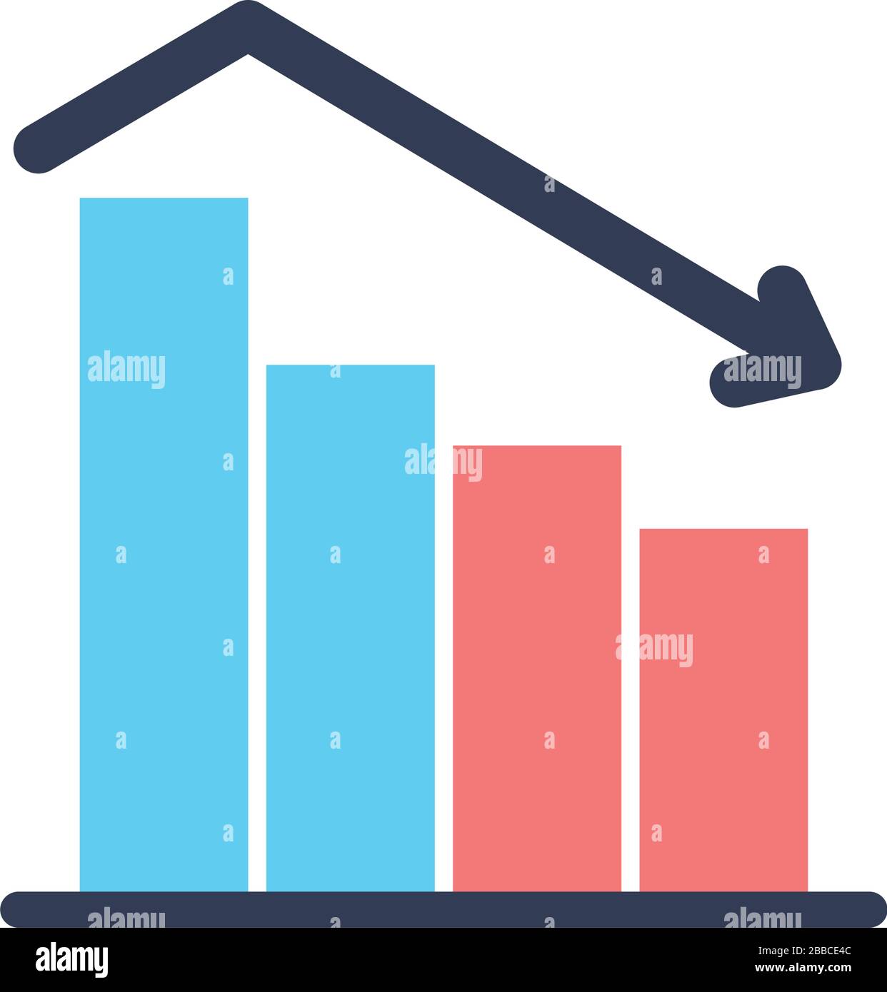 descending graphic bar chart icon over white background, flat style ...