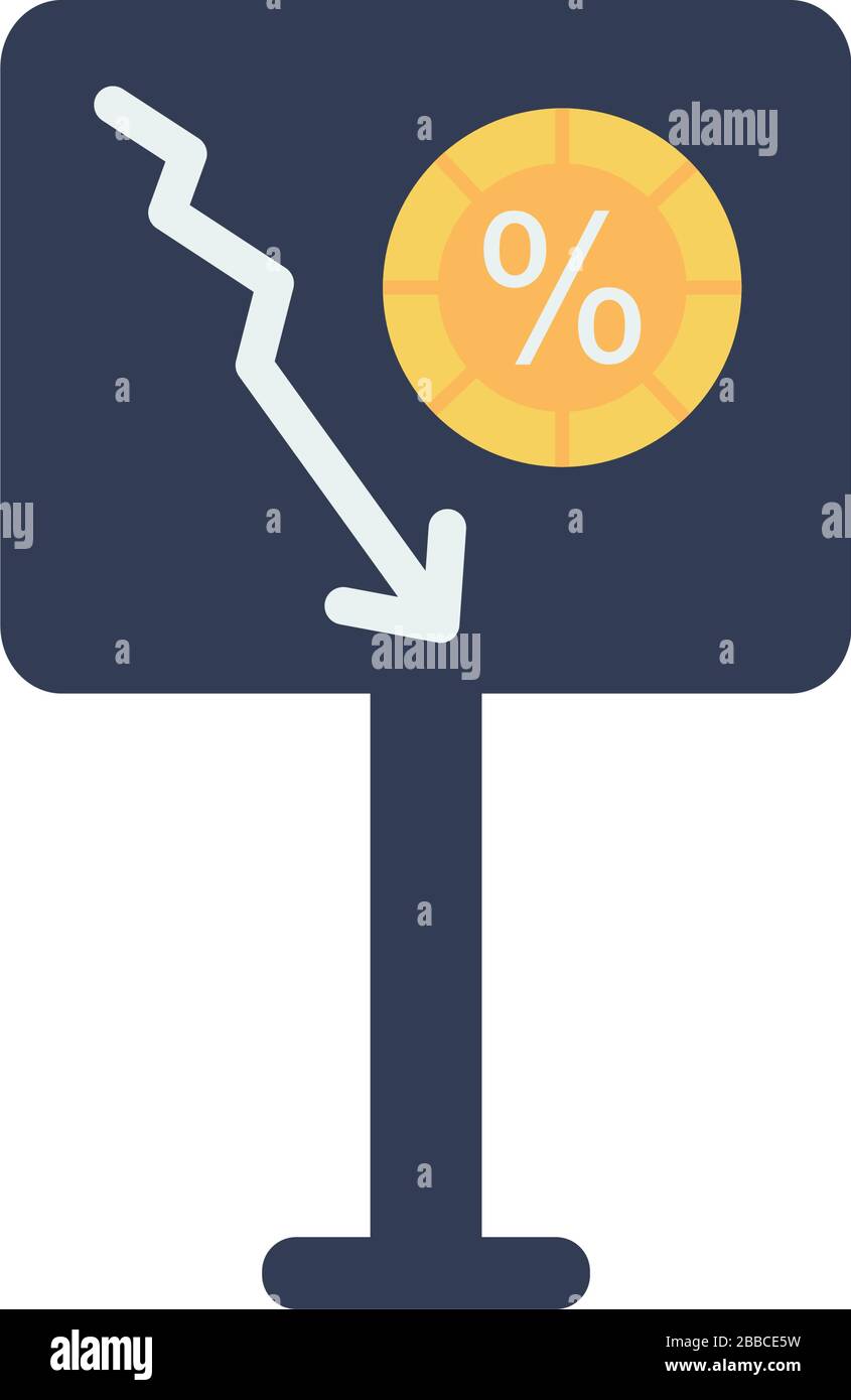 sign with financial arrow and coin icon over white background, flat ...