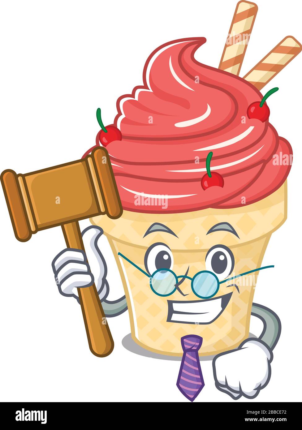 Charismatic Judge cherry ice cream cartoon character design wearing ...