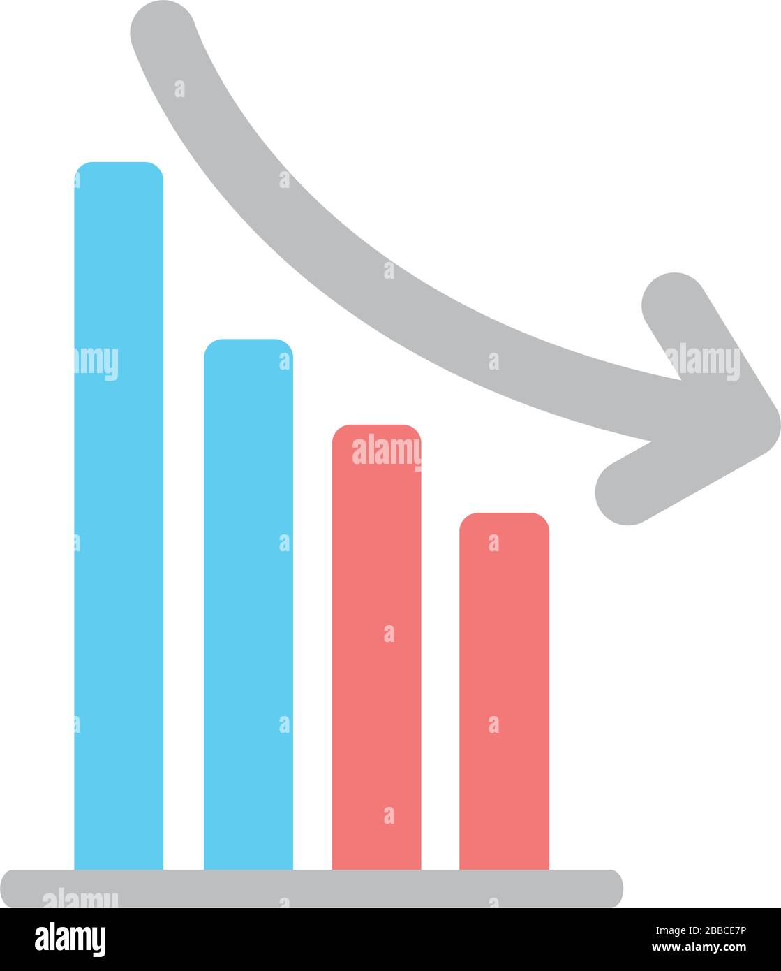 stock market crash concept, descending graphic bar chart icon over ...