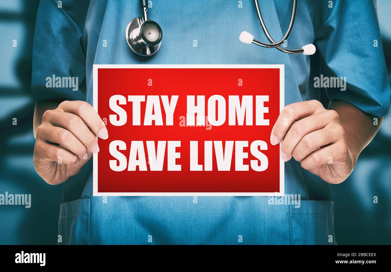 Coronavirus doctor holding STAY HOME SAVE LIVES viral social media ...