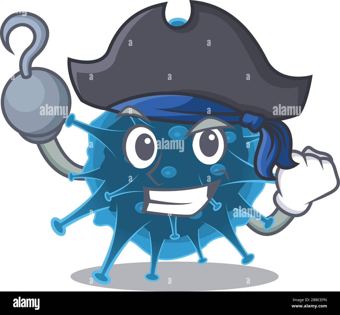 Cool moordecovirus in one hand Pirate cartoon design style with hat ...