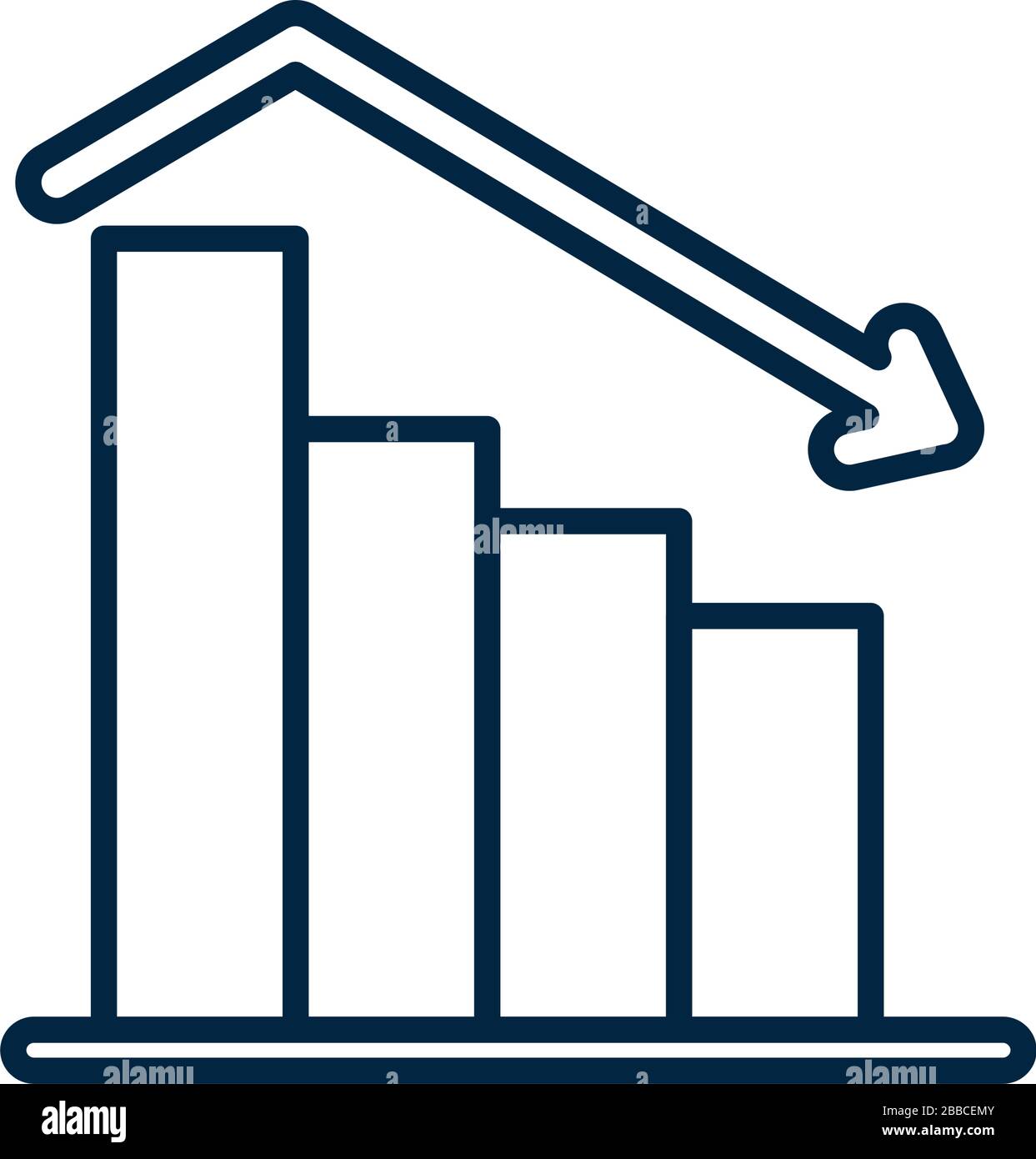 descending graphic bar chart icon over white background, line style ...