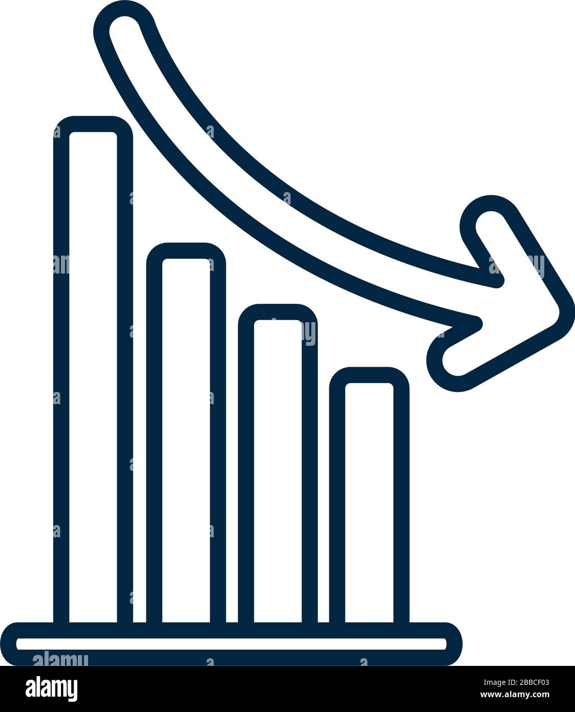 stock market crash concept, descending graphic bar chart icon over ...