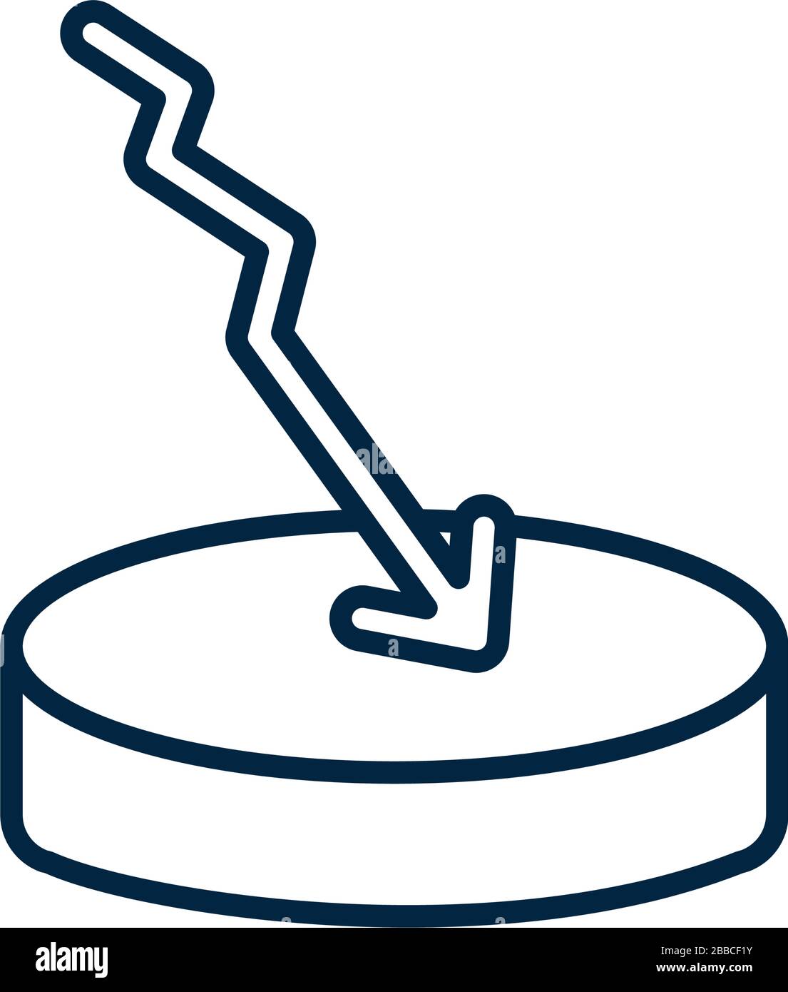 stock market concept, descending financial arrow icon over white ...