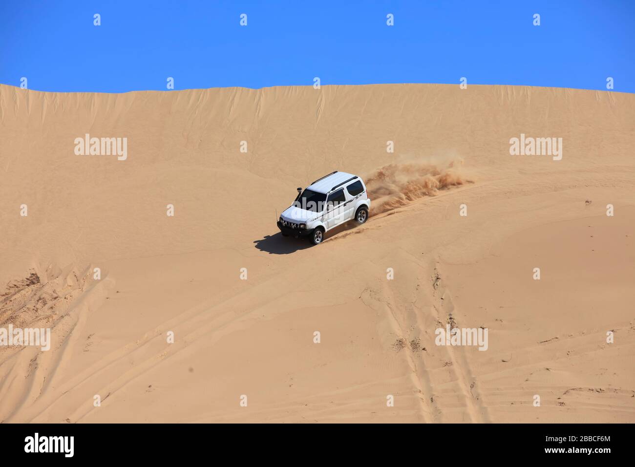 Off-road vehicle traveling in the desert, An suv was driving in the ...