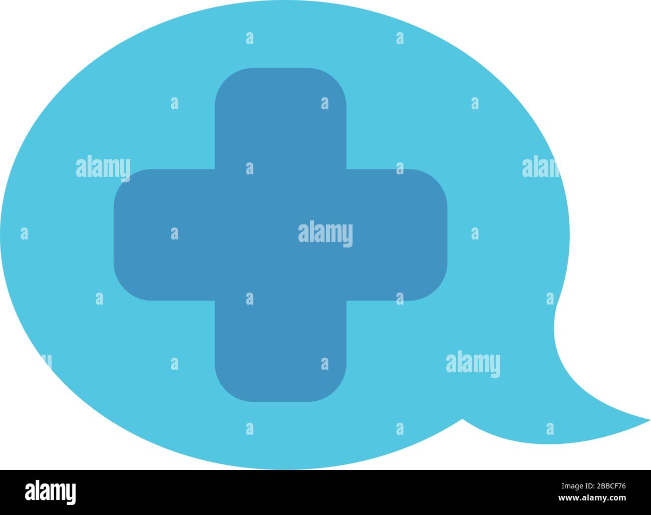 speech bubble with medical cross icon over white background, flat style ...