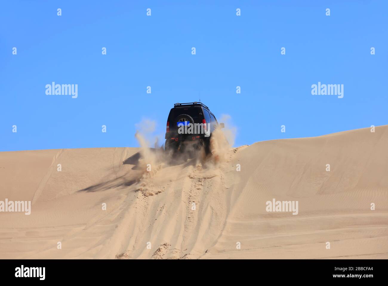 Off-road vehicle traveling in the desert, An suv was driving in the ...