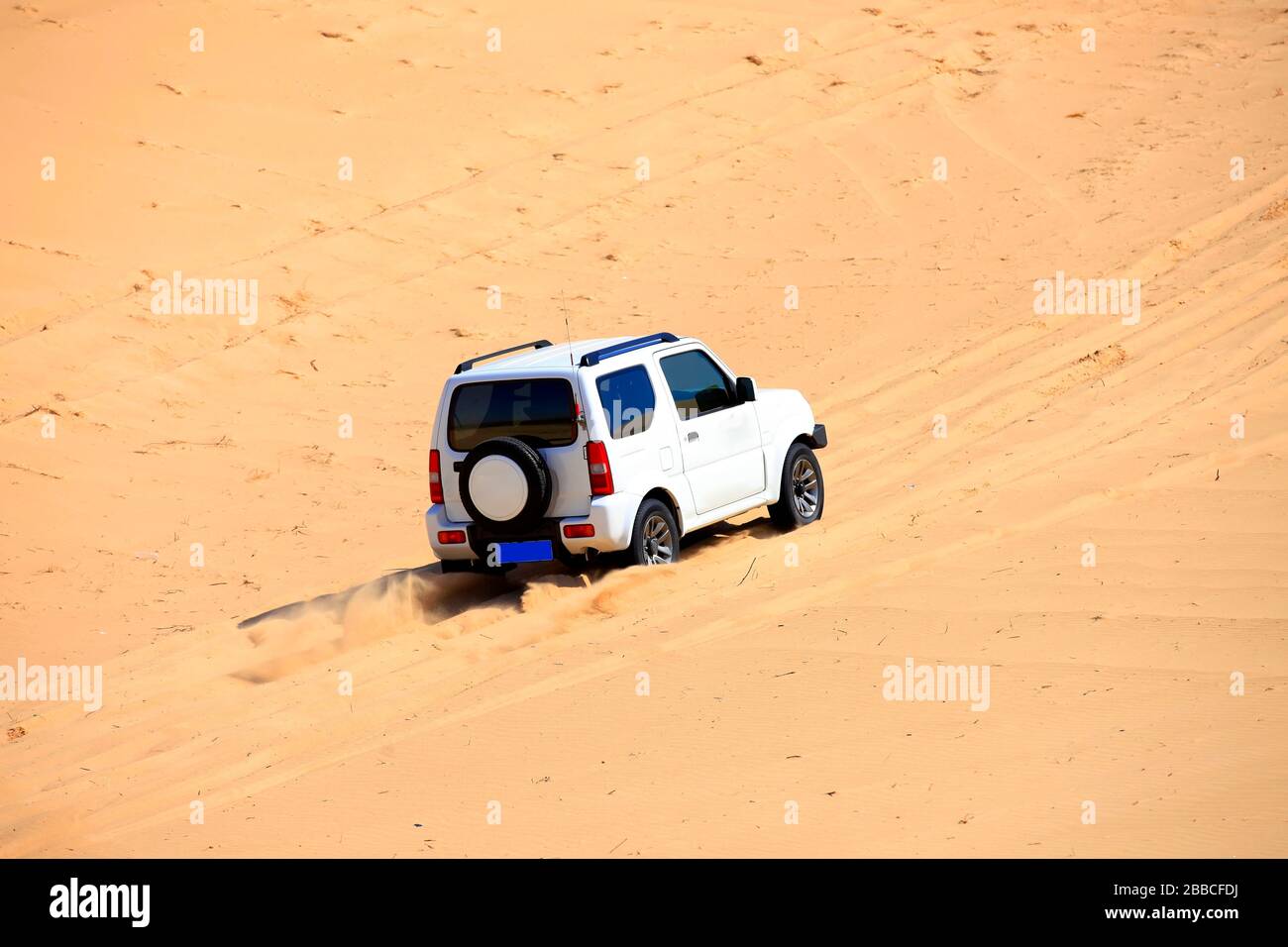 Off-road vehicle traveling in the desert, An suv was driving in the ...