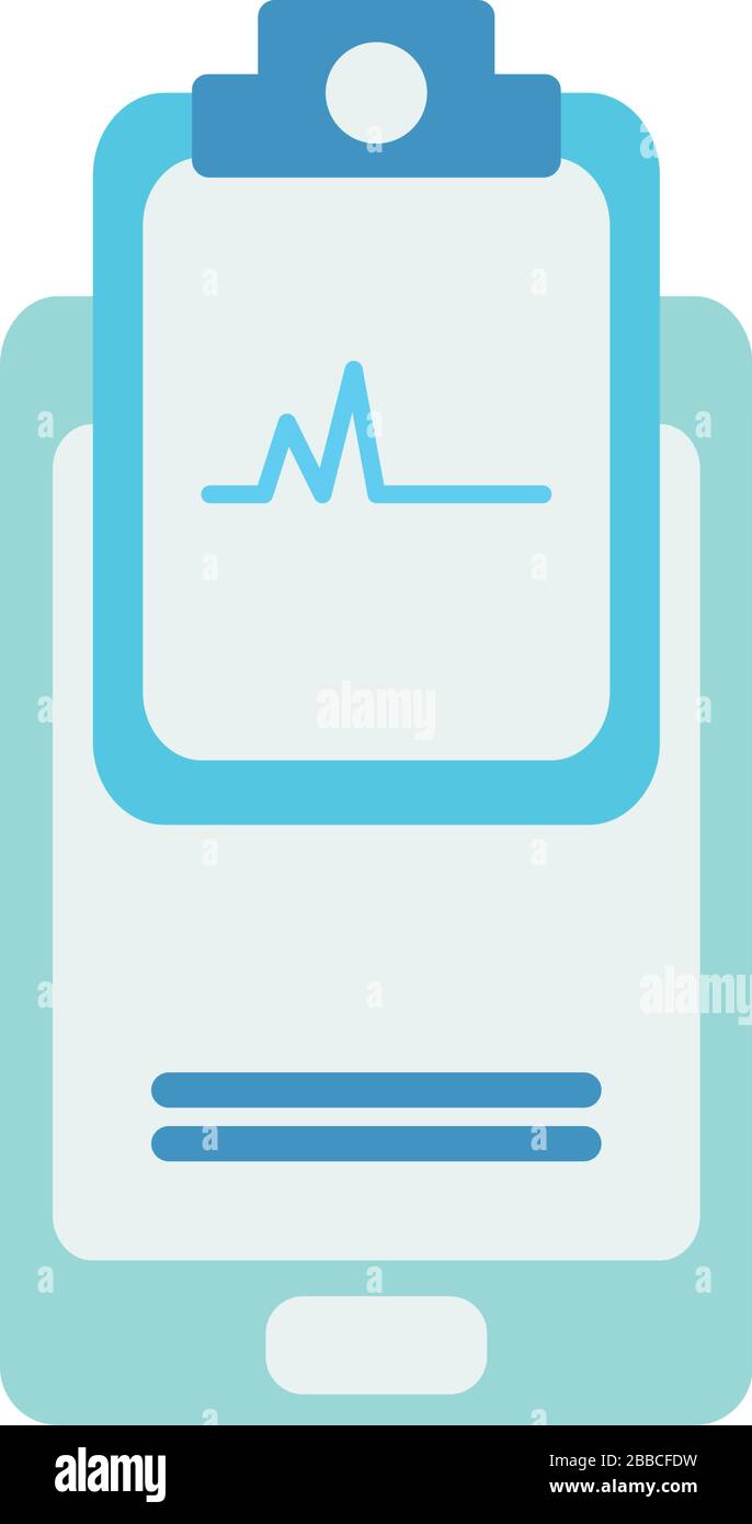health online concept, smartphone and medical report icon over white ...