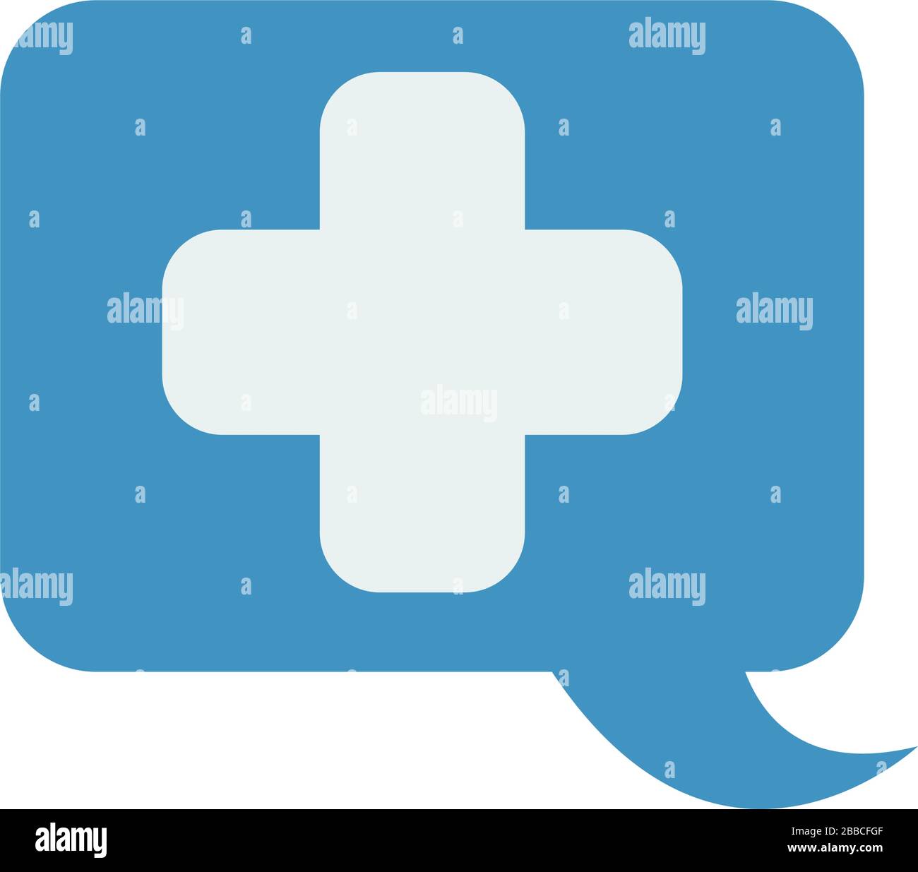 speech bubble with medical cross icon over white background, flat style ...