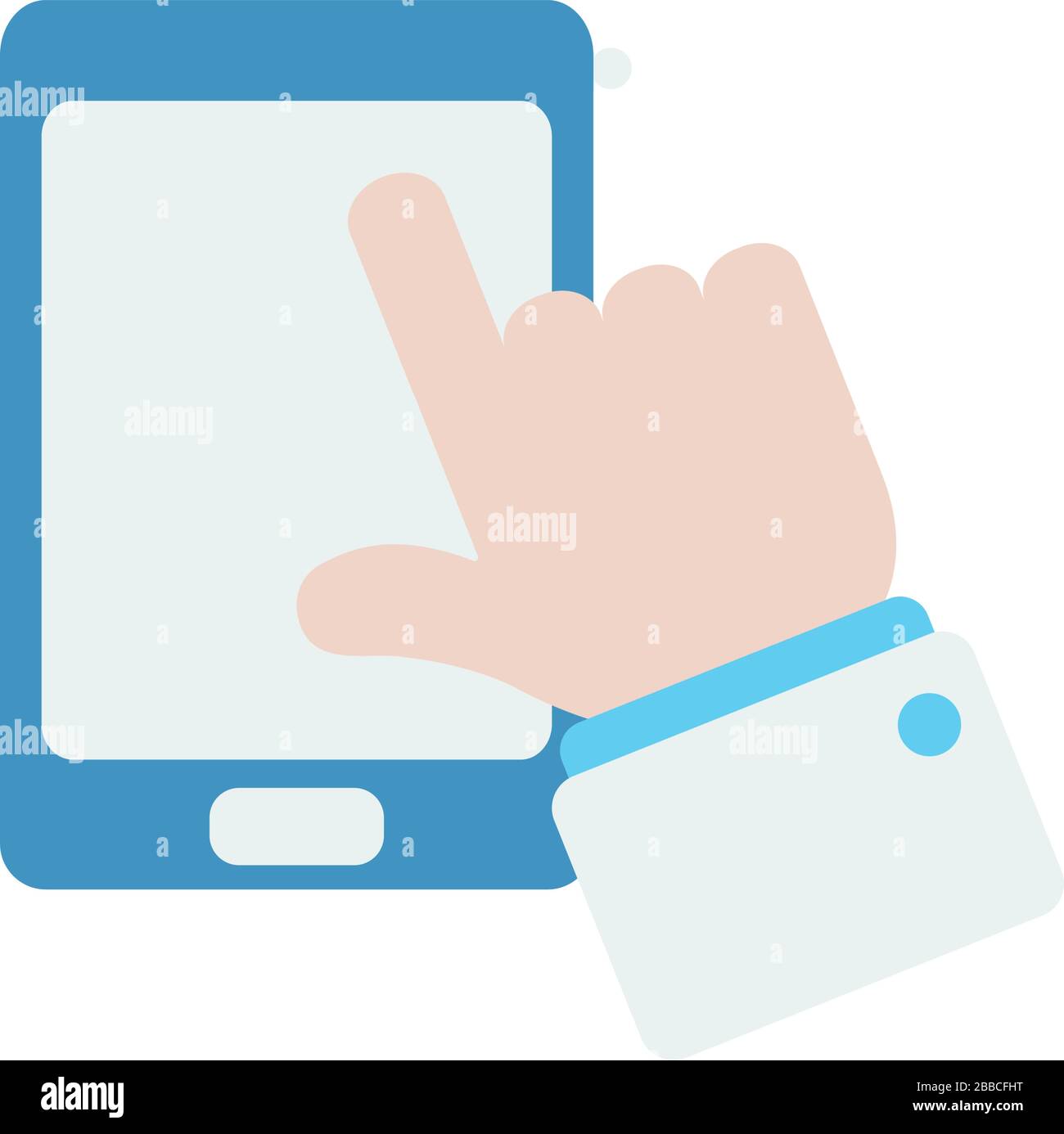 smartphone and doctor hand icon over white background, flat style ...