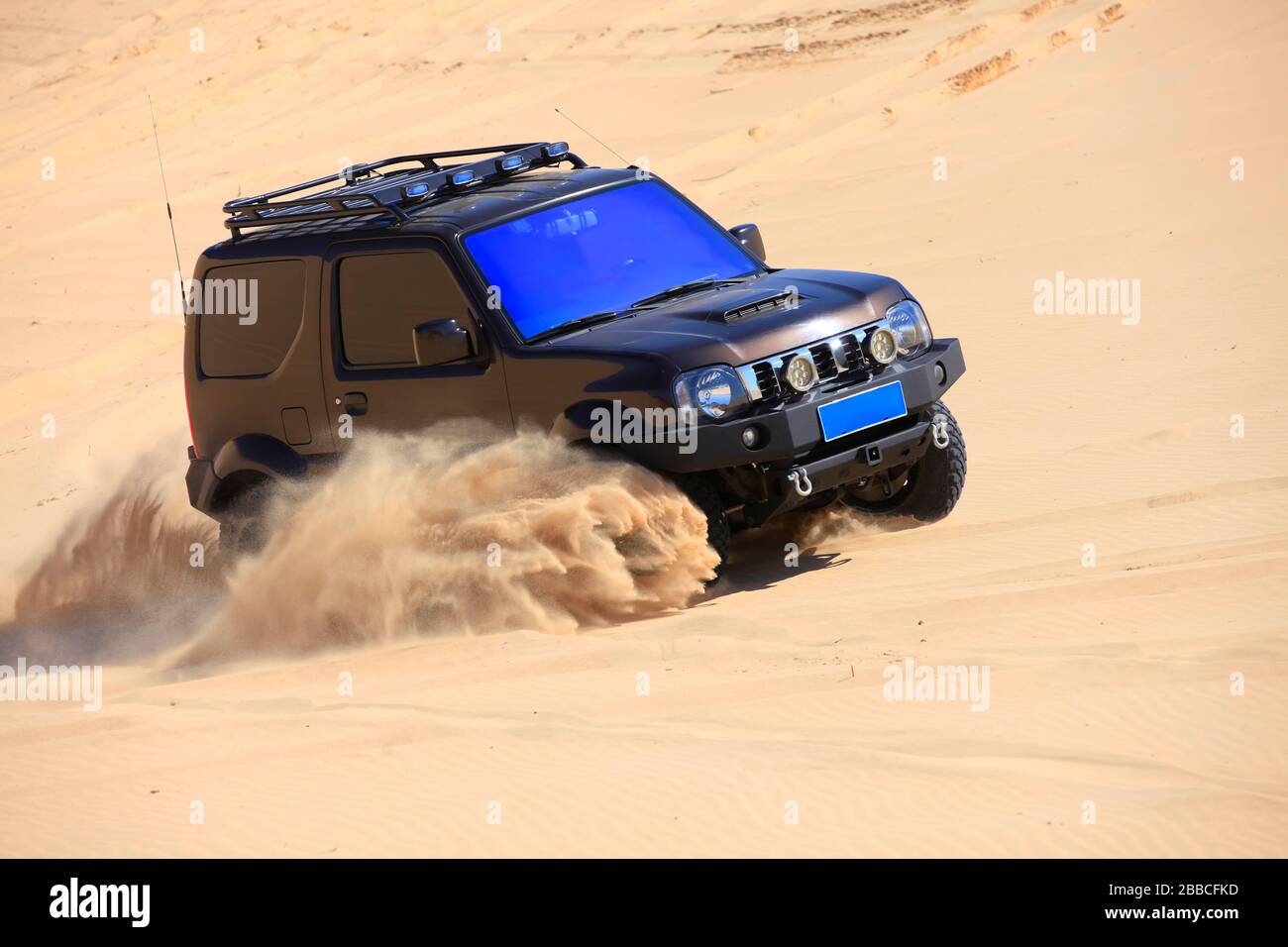 Off-road vehicle traveling in the desert, An suv was driving in the ...