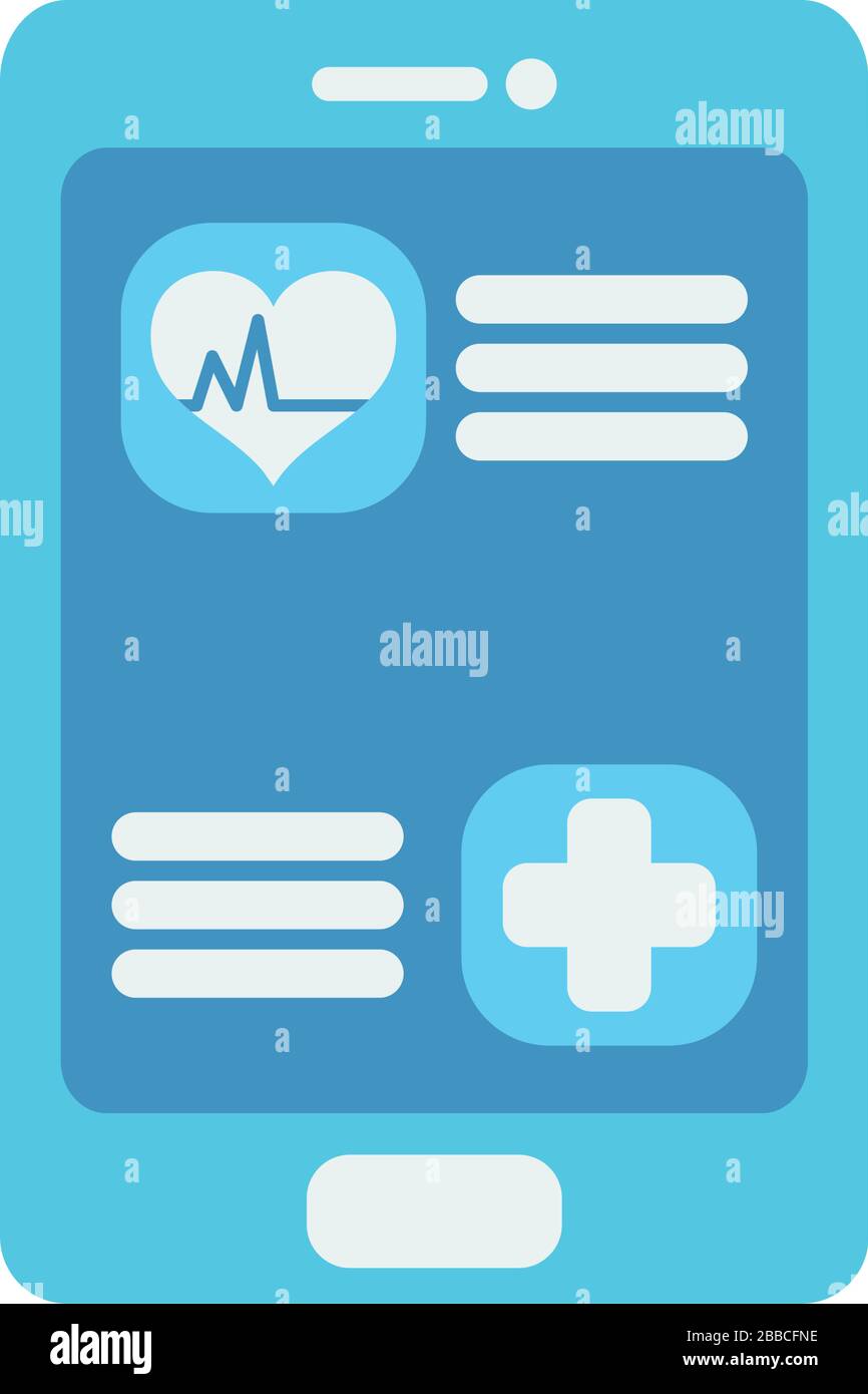 health online concept, smartphone with medical app on screen over white ...