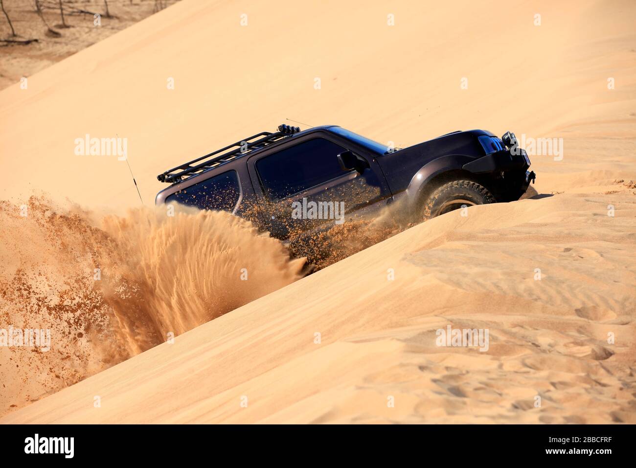 Off-road vehicle traveling in the desert, An suv was driving in the ...