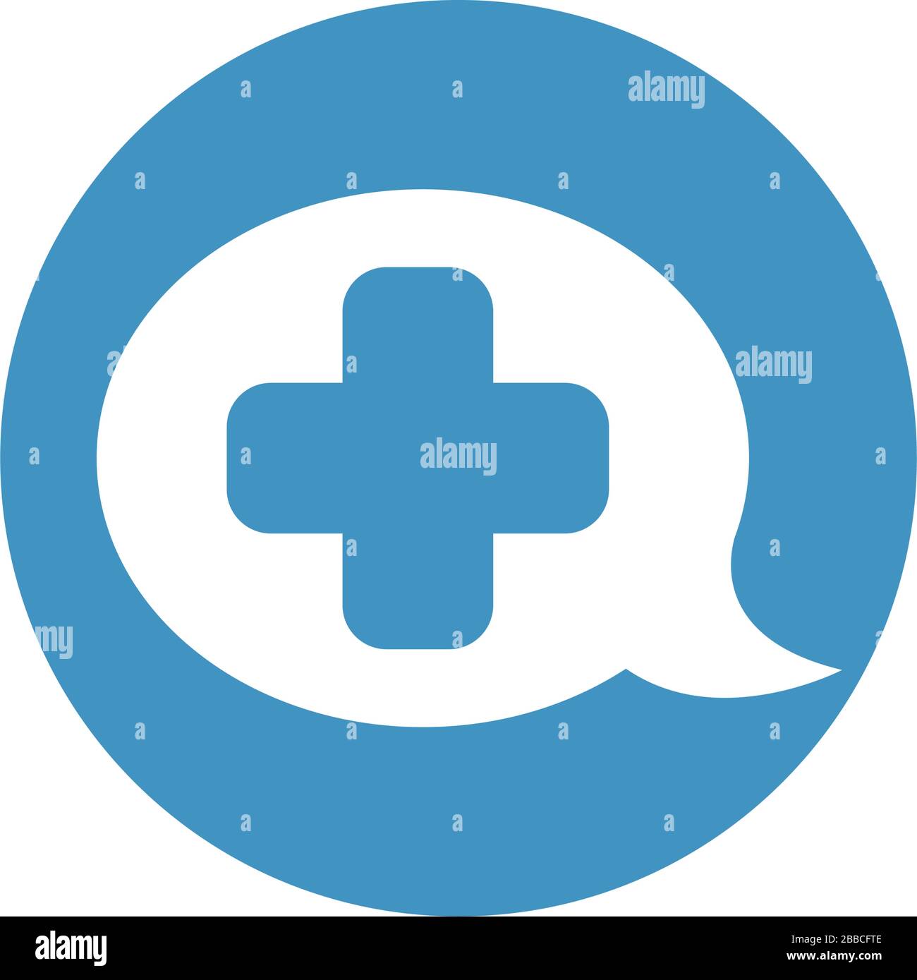speech bubble with medical cross icon over white background, block ...