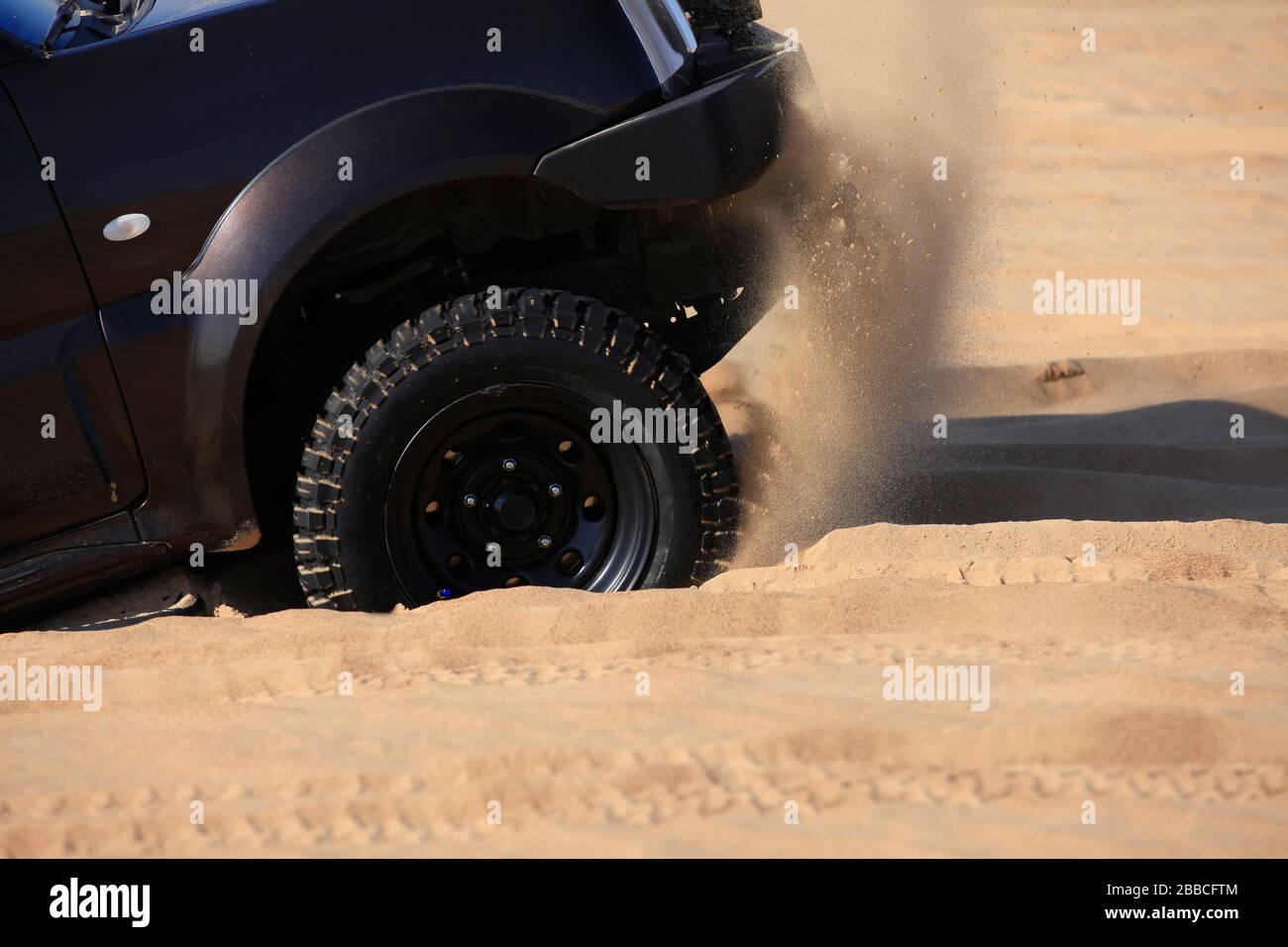 Off-road vehicle traveling in the desert, An suv was driving in the ...