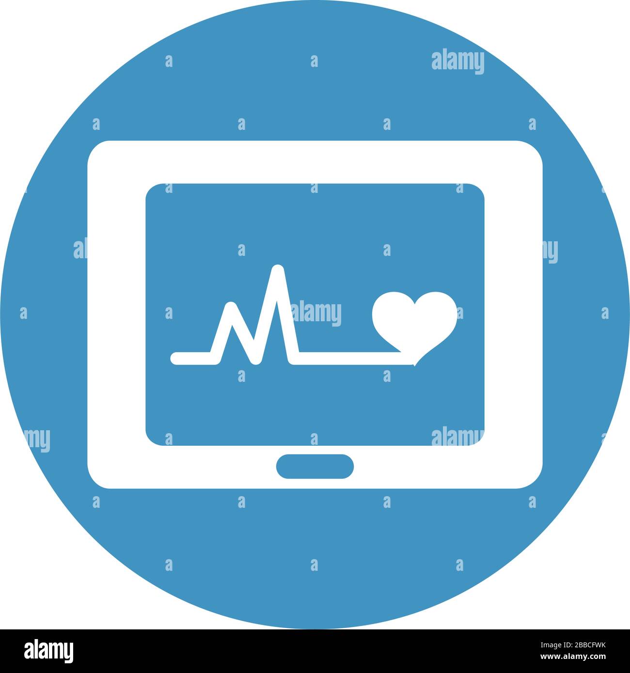 cardio heart monitor icon over white background, block style, vector ...