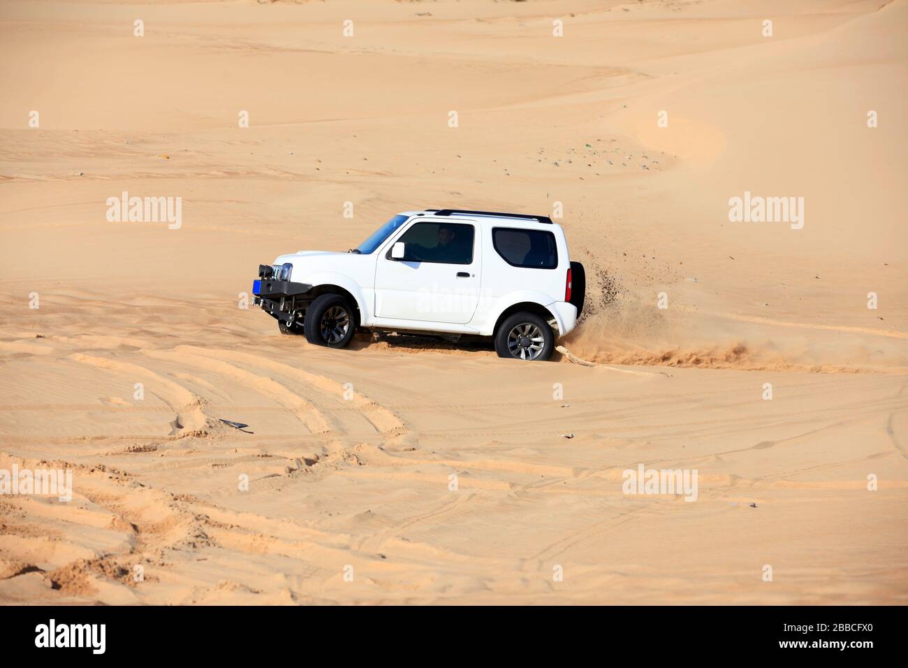 Off-road vehicle traveling in the desert, An suv was driving in the ...